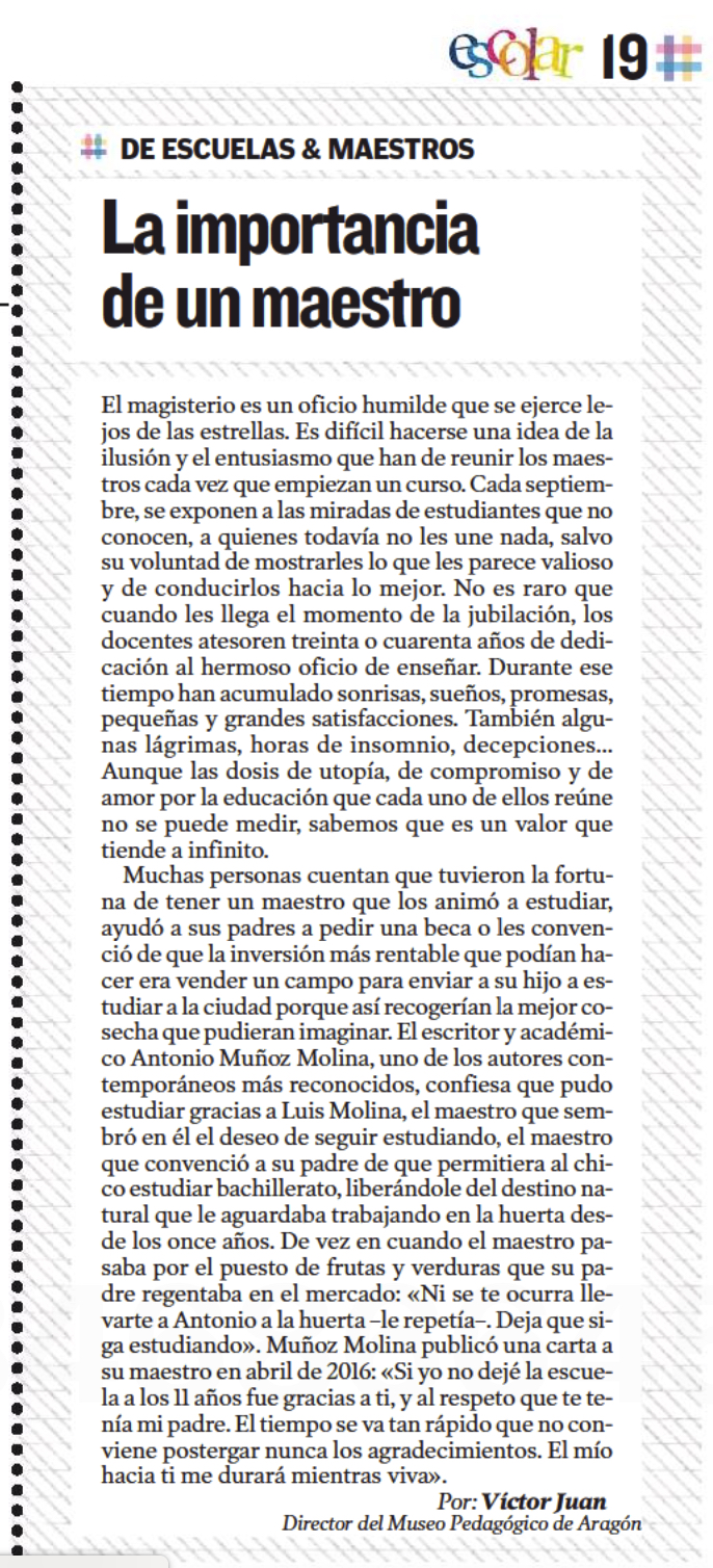 La importancia de un maestro - Museo Pedagógico de Aragón